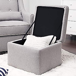 DaVinci Owen Upholstered Swivel Glider with Side Pocket and Storage Ottoman in Grey with Cream Piping, Greenguard Gold & CertiPUR-US Certified