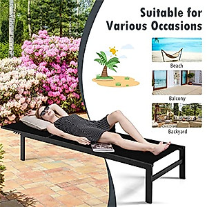 FZZDP 2 Piece Recliner Chair Aluminium Adjustable Recliner Black