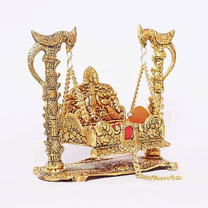 Beautiful Metal Swing Laddu Gopal Jhula for Home Decor Showpiece Gift 6inch Approx.