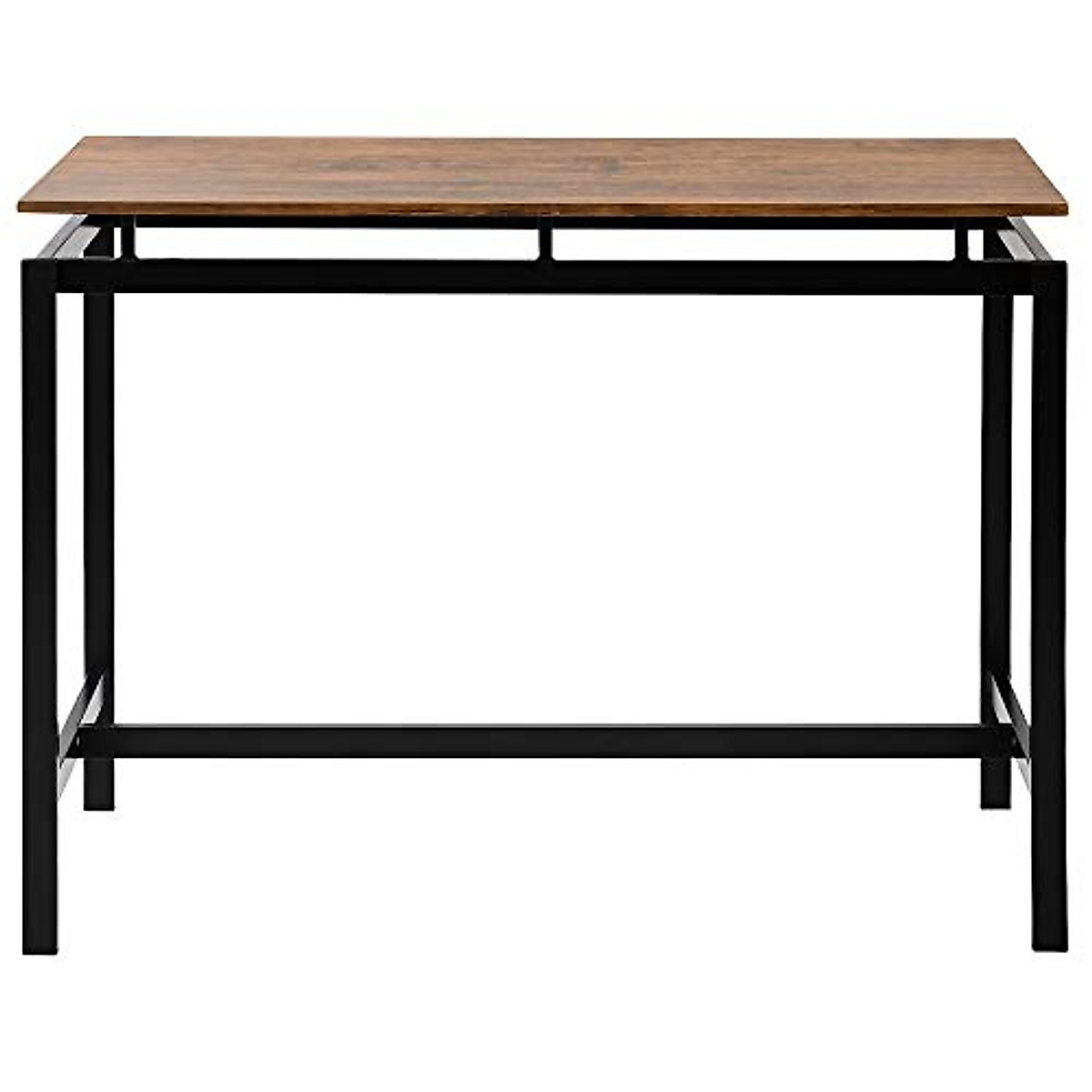 Polibi 5-Piece Kitchen Counter Height Table Dining Set, Wood Top and Metal Frame Bar Table with 4 Chairs (Brown)