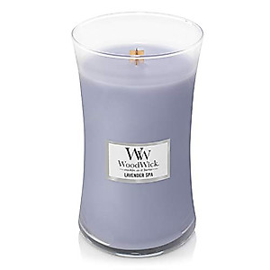 Woodwick Large Hourglass Scented Candle | Lavender Spa | with Crackling Wick | Burn Time: Up to 130 Hours, Lavender Spa