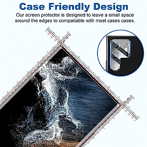 [2+2 Pack] Galaxy S22 Ultra Screen Protector, 9H Tempered Glass, Ultrasonic Fingerprint Support, 3D Curved, HD Clear Scratch Resistant for Samsung Galaxy S22 Ultra 5G Glass Screen Protector