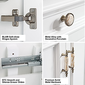 WELLFOR 36" Bathroom Vanity with Sink and 32" Mirror Set, Large Wood Vanity Combo with Doors and Drawers, Freestanding Bath Vanity Cabinet in Titanium Grey with Quartz Countertop and Certified Sink