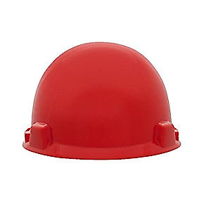 MSA 10074070 SmoothDome Cap Style Safety Hard Hat with Fas-Trac III Ratchet Suspension | Polyethylene Shell, Superior Impact Protection, Self Adjusting Crown Straps - Standard Size in Orange