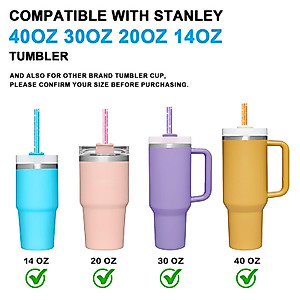 8PCS Color Replacement Straws for Stanley Owala Simple Modern, Alwenid Reusable Glitter Clear Stainless Steel Straws Accessories for Tumbler Mug Cup, BPA Free and Dishwasher Safe(7*Tritan+1*Metal)