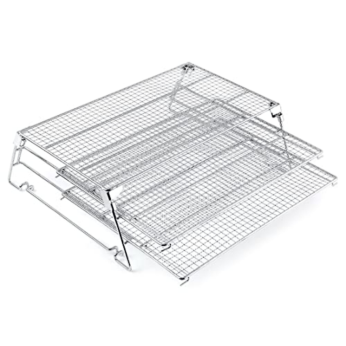 FLAMETOP Foldable Sliding 3 Tiered Jerky Rack Extension Cooking Space Applicable to Barrel Style Pellet Smoker Grills