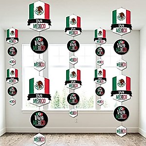 Big Dot of Happiness Viva Mexico - Mexican Independence Day Party DIY Dangler Backdrop - Hanging Vertical Decorations - 30 Pieces