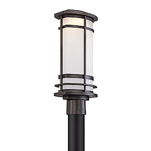 Theola Modern Contemporary Outdoor Post Light Fixture Bronze Brown Metal 19" Etched Glass Shade for Exterior House Porch Patio Outside Deck Garage Yard Front Door Garden Home - Possini Euro Design