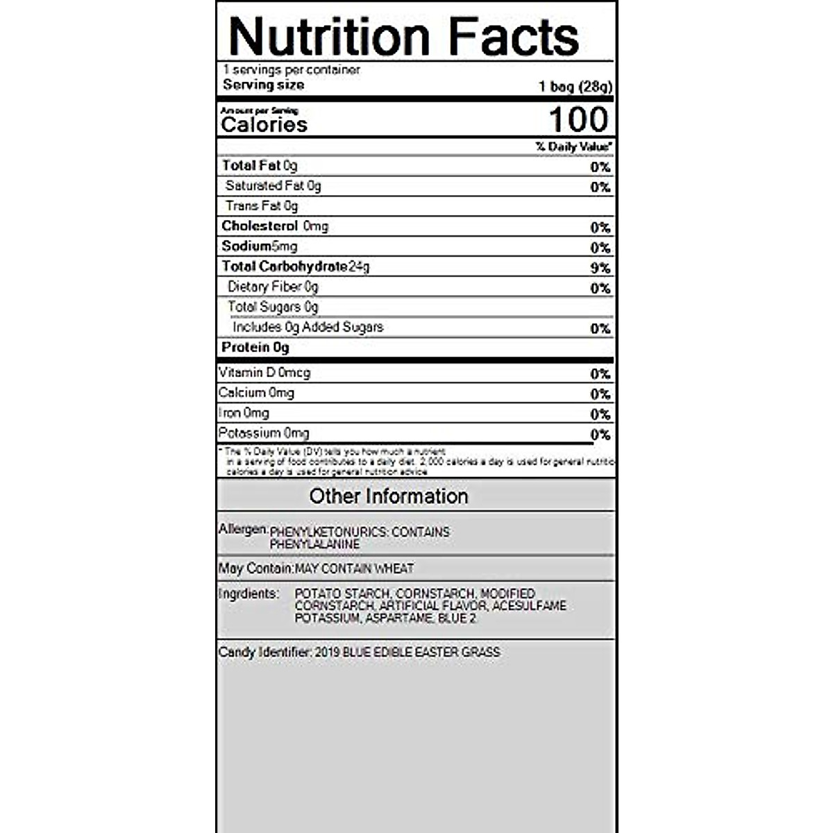 Edible Easter Basket Candy Grass Green Apple, Pack of 2