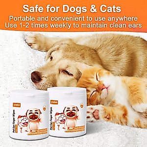 100Pcs Dog Ear Wipes Finger, Dog Ear Cleaner Wipes for Dogs and Cats, Pet Ear Wipes, Soft & Easy Otic Cleaning Pads, Remove Wax, Dirt & Stop Smelly, Itchy, Non-Irritating