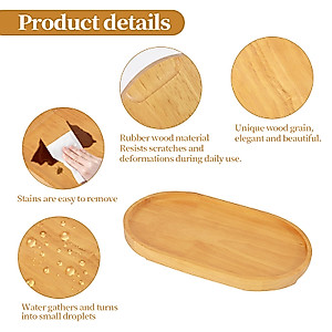 Yiranok Wooden Candle Tray Holder 11 * 6.5 Inch Elliptical Decorative Serving Trays for Coffee Table Centerpiece Home Decor Wood Table Tray for Kitchen Counter with Beads Decor and 2 Coasters
