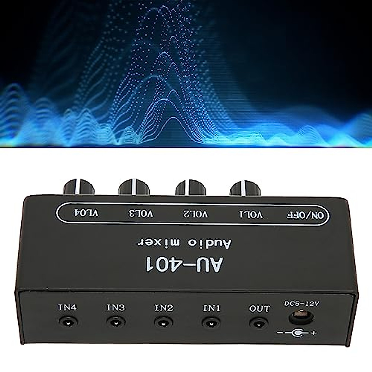 Audio Mixer,Sound Mixer,Stereo Mixer,4 in 1 Out Stereo Mixer,4 in 1 Out Independent Volume Control 3.5mm Mini Sound Mixer,Long-Range Connectivity,for Headphone Amplifier PC,Black