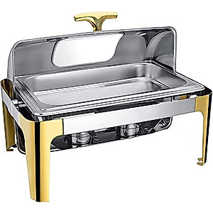 Food Warmer, Chafing Dish Stainless Steel Chafing Dishes with Lid for Parties, 9L Commercial Food Warmer for Buffet, with 3 Kind of Warming Tray (A) ()