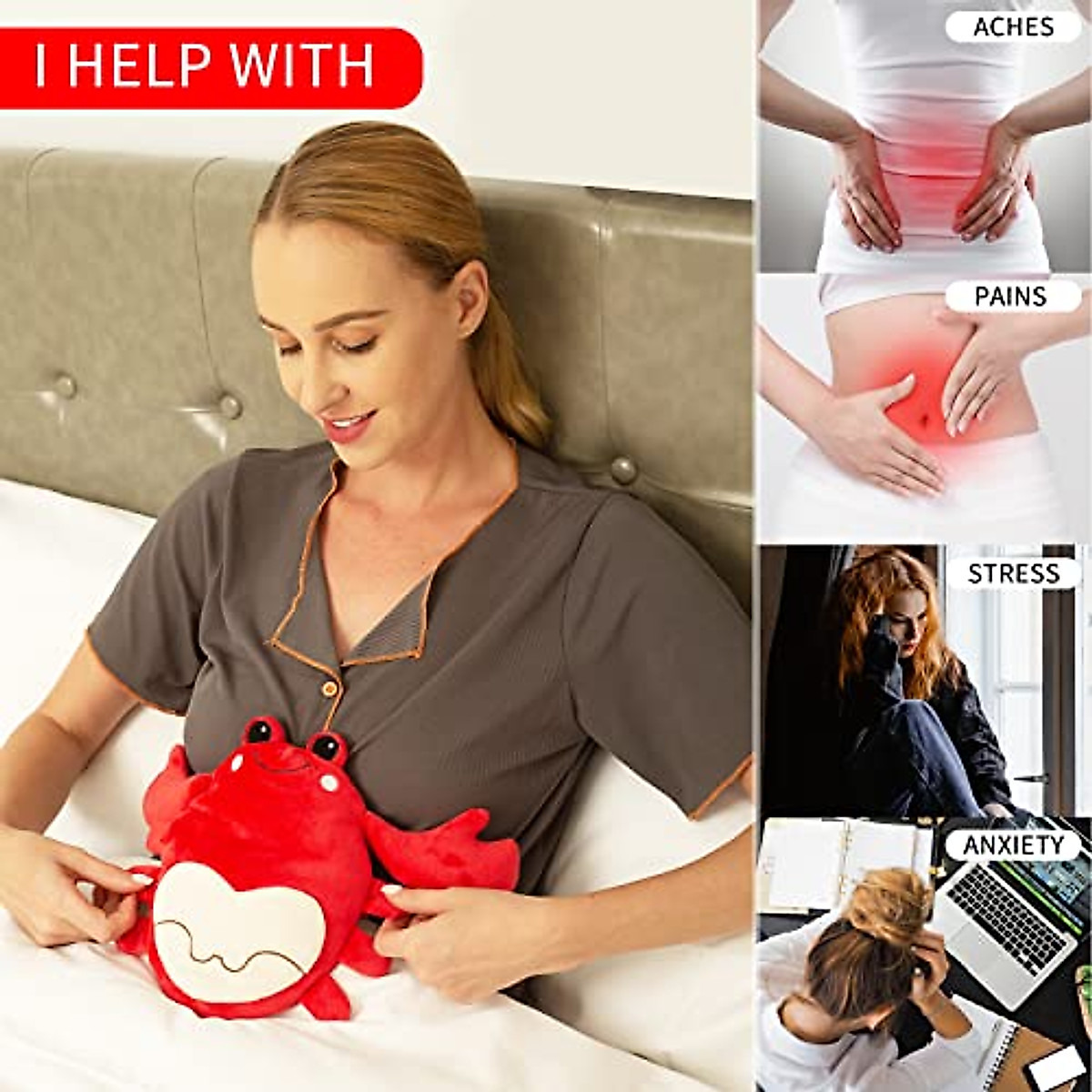 Heating Pads for Cramps,Microwave Heating Pad,Warmies Microwavable Animals,Crab Plush with Removable Lavender Scented Heating Pad,Red Crab