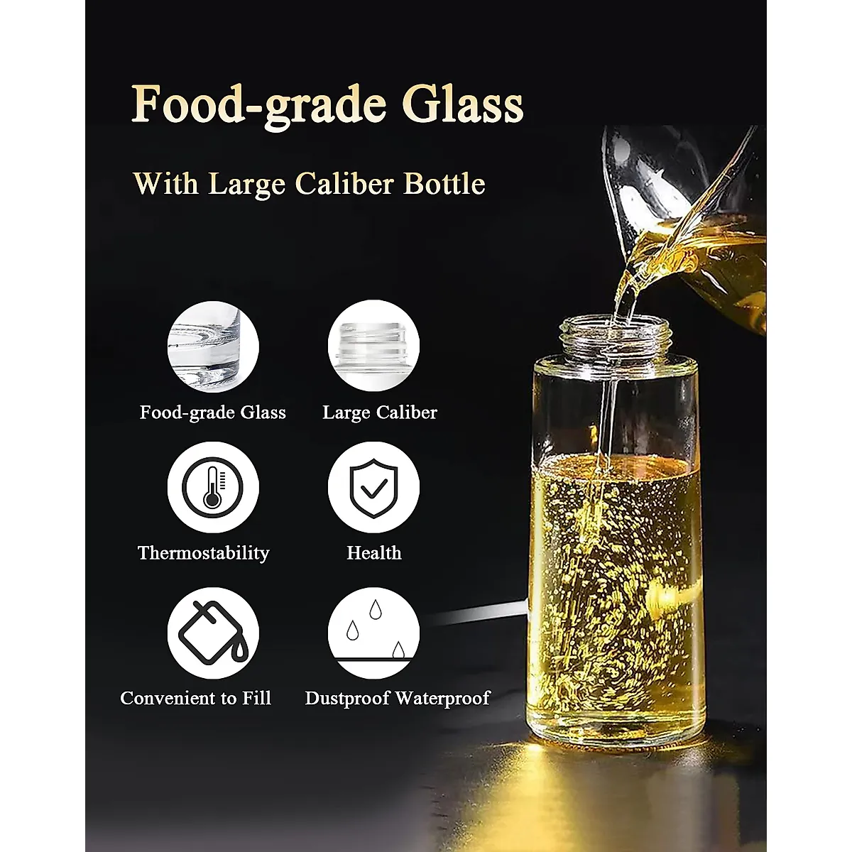 WowBstws Oil Sprayer for Cooking, 6.76oz Glass Sprayer Bottle of Olive Oil or Vinegar for Air Fryer, Salad, Baking, Grill, BBQ, Roasting