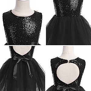 Baby Girl Princess Sequins Tulle Pageant Dress for Cake Smash Birthday Baptism Party Wedding Communion Backless Dance Gown Black 4 Years