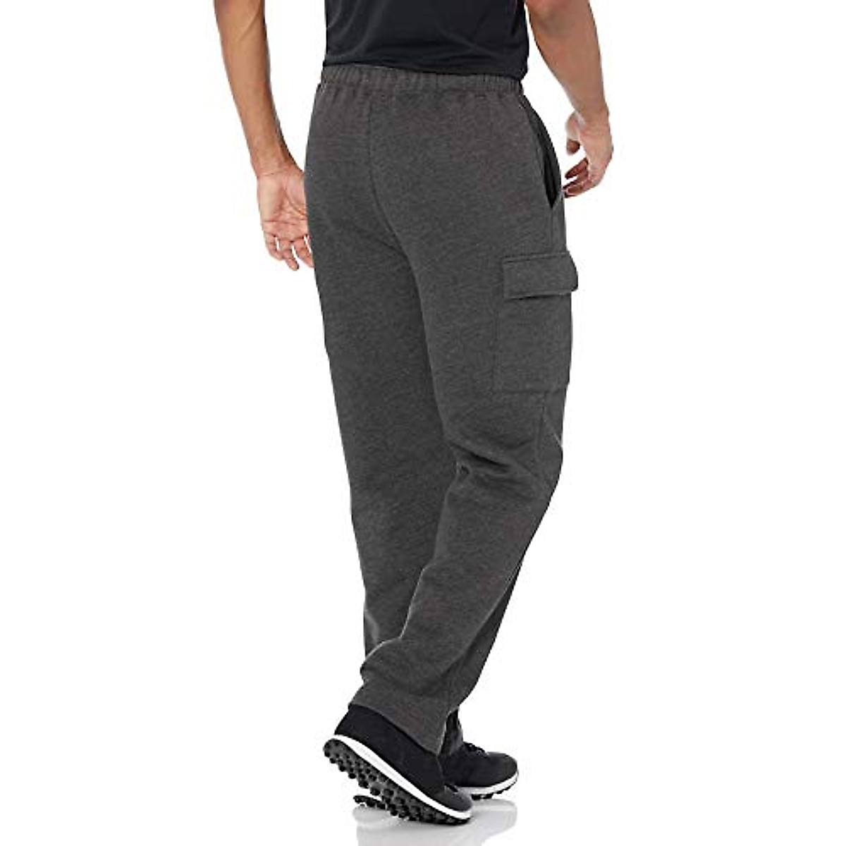 Amazon Essentials Men's Cargo Fleece Sweatpant, Charcoal Heather, Large