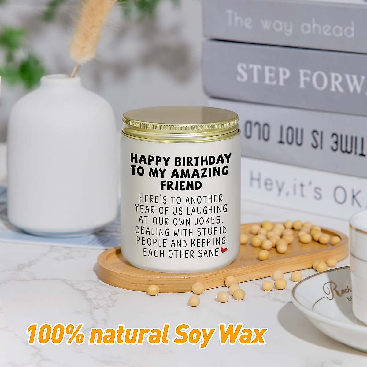 Jonico Happy Birthday Gifts for Women - Funny Best Friend Friendship Gifts for Women Friends, Birthday Gifts for Best Friend Bestie BFF Coworker Classmate Women, Lavender Candle Gifts