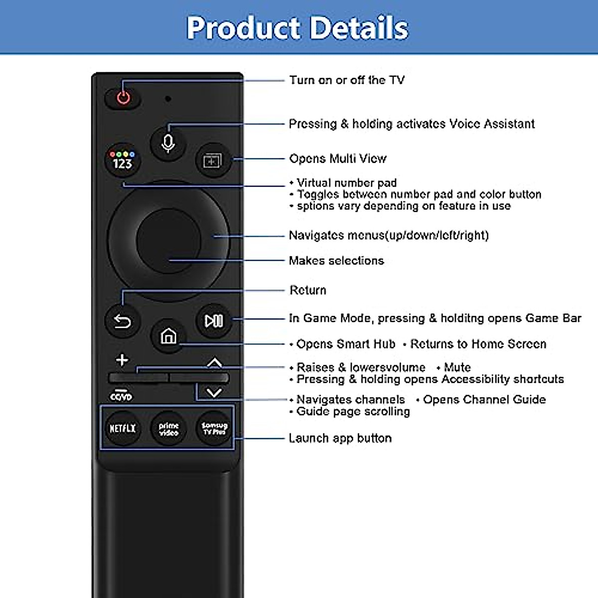 2021 Model BN59-01357A Replacement Voice Remote Control fit for Samsung Smart TVs Compatible with Samsung QLED Series Smart TV Also BN59-01357F BN59-01357P Full Function Replacement