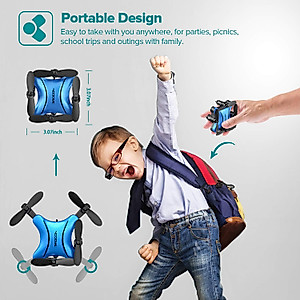 Drone with Camera, DROCON Spacekey 1080P Remote Control Drone for Kids Beginners, FPV Drone App Control, Gravity Control, One-key Return, 2 Batteries, 3 Speed Modes, Foldable Arms,Blue