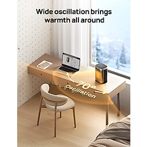 Dreo Space Heaters for Indoor Use, Atom One Portable Heater with 70°Oscillation, 1500W PTC Electric Heater with Thermostat, Fast Safety Heat, Remote, 1-12h Timer, Upgraded Small Heater for Office Home
