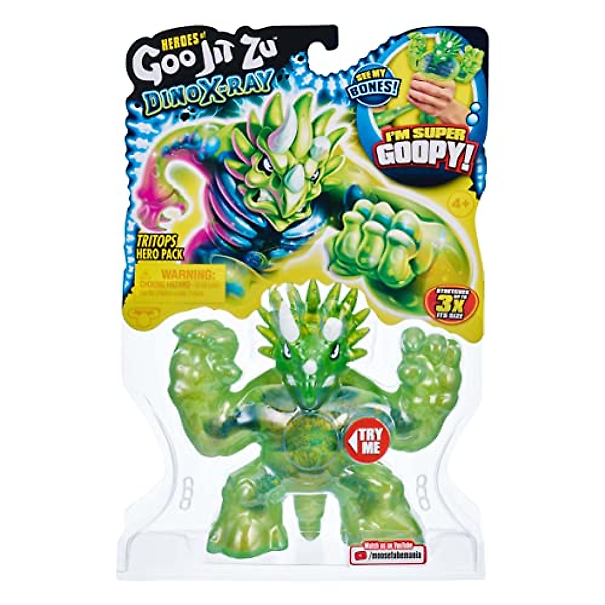 Heroes of Goo Jit Zu Dino X-Ray Hero Pack, Action Figure - Tritops The Triceratops (41188)