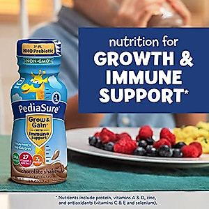 PediaSure Grow & Gain with 2’-FL HMO Prebiotic, Kids nutrition shake, Vitamins C, E, B1, & B2, Non-GMO, Chocolate, 8 Fl Oz (Pack of 24)