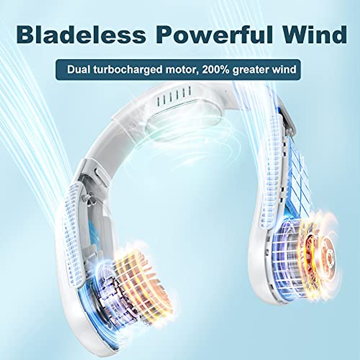 NORMIA RITA 2023 Portable Bladeless Neck Fan with Cooling Chip, Wearable Air Conditioner Fan Quiet Hands-free Personal Fan 4000mAh Rechargeable Small Cooling Fan, Fast Cool Down 50℉-60℉