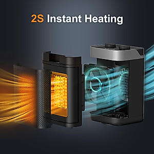 Space Heater Indoor, 1500W Portable Heater, 60°Oscillating Electric Heater for Bedroom Office Indoor Use (Black)