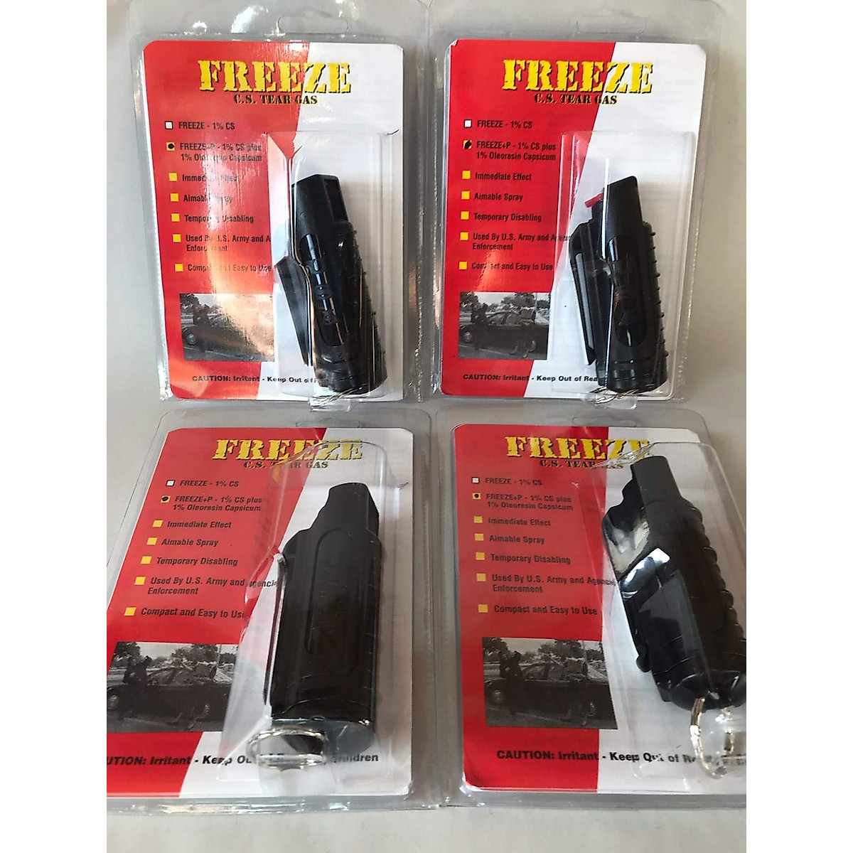 Aerko International (4 ea.) Freeze +P Pepper Spray - 1/2 oz Stream - Black Key Chain (in Retail Packaging)