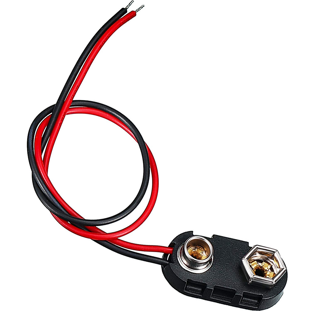 BBTO 20 Pack 9 V Battery Clip Connector Long Cable Connection Hard Shell Black Red Connector (I Type)