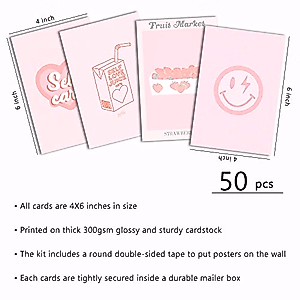 wall67 Pink Room Decor Aesthetic,Pink Wall Collage Kit Posters for Room Aesthetic Posters Prints,Pink Aesthetic Dorm Room Decor for Teen Girl (50pcs 4x6 inch