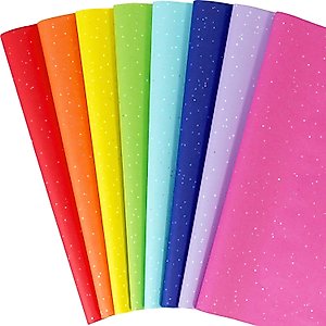 SUNCOLOR 120 Sheets 20"x14" Wrapping Tissue Paper for Gift Bags Packaging Colorful Glitter Art Tissue Paper for Crafts
