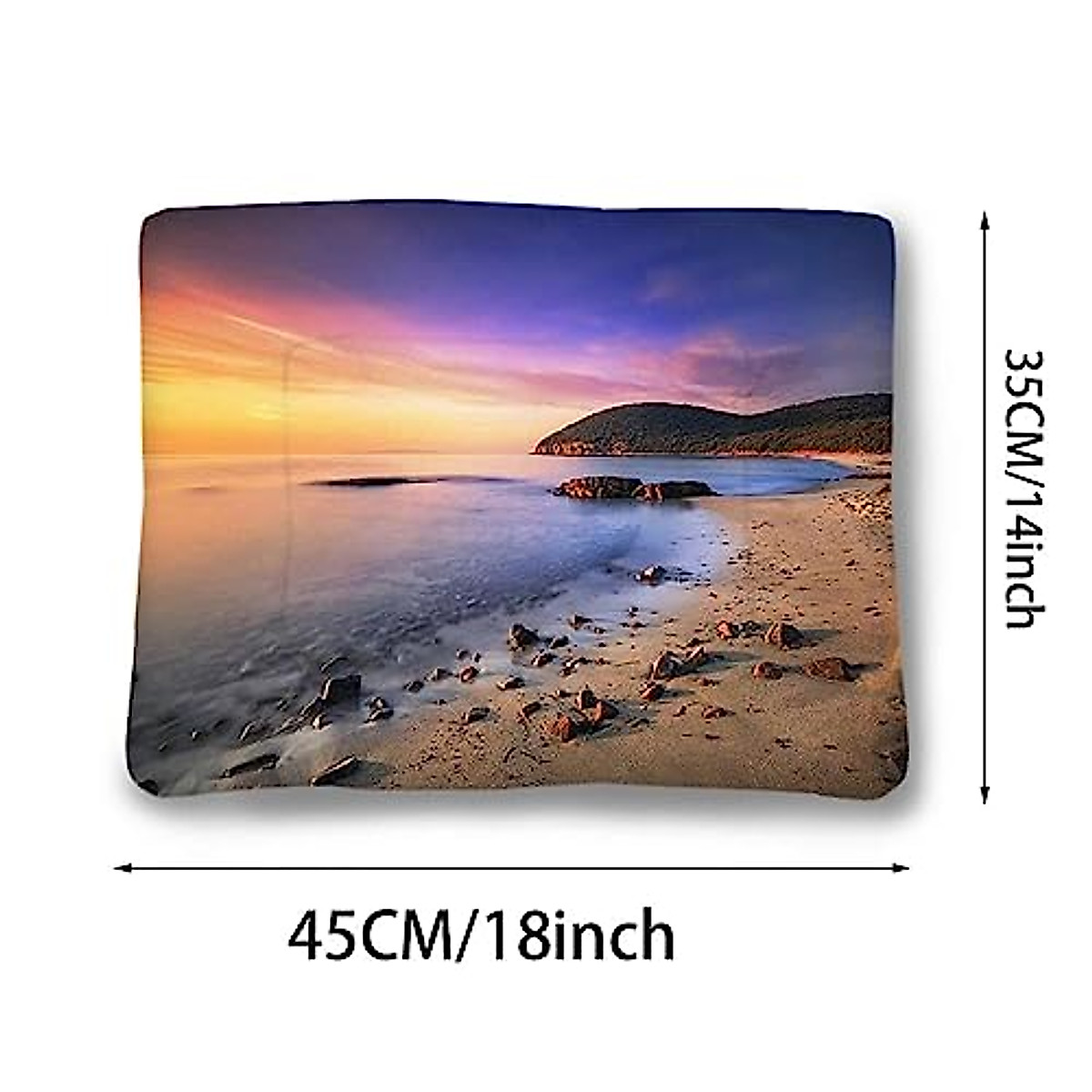 Orange Violet Self Heating Cat Pad Self Warming Cat Bed Beach Famous Mediterranean Sunset Ultra Soft Warm Plush Puprug Puppy Bed Cushion Ocean Decor 14" x 18"