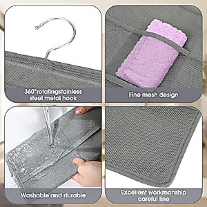 Tatuo 6 Pcs Enlarged Closet Hanging Bra Organizer with Mesh Pockets Dual Sided Wall Closet with Metal Hook Bra Underwear Socks Storage Shelf Wardrobe Space Saver, 6+18 Pockets (Gray, X-Large)