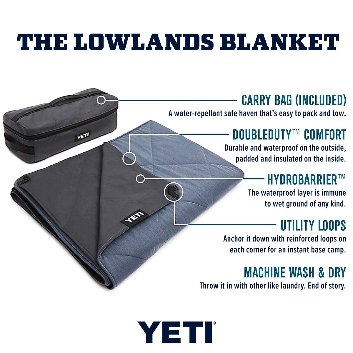 YETI Lowlands Blanket, Multi-Use Blanket with Travel Bag, Fireside Red