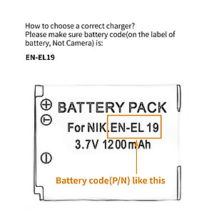 EN-EL19 USB Charger for Nikon Coolpix S33, S7000, S6900, S2800, S100, S3100, S4100, S4300, S5200, S6500 Camera and More