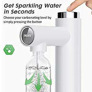 SNLIDE Soda Maker, Soda Water Machine with 1L Pet Bottle & DIY Stickers, Easy to Operate, Home Use Sparkling Water Maker with Aluminim Cylinder with 60L CO2