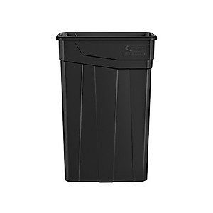 Suncast Commercial 23-Gallon Narrow Trash Can without Handles - Durable Garbage Can, Black