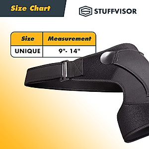 Stuffvisor Shoulder Support Brace with Pressure Strap Pad for Rotator Cuff, Tendonitis, Dislocation, Bursitis and other Shoulder Injuries, with Shoulder Sling, Compression Arm Sleeve Unisex, Onesize