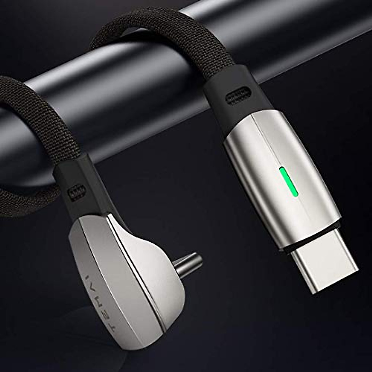 TEMAI Tesla Model 3/Y Wall Connector Style PD QC3.0 Charging Cable (USB-C to USB-C) - Light on When Connects to a Device