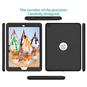 Case for iPad 9th / 8th / 7th Generation Cover case 10.2 inch with Built-in Screen Protector Model MYLF2LL/A MYLD2LL/A MYLC2LL/A MYN32LL/A MYL92LL/A MYLA2LL/A MYLE2LL/A (Black + Black)