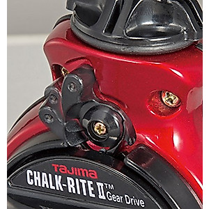 TAJIMA Chalk Line - Chalk-Rite II Chalk Box with Extra Bold 1mm Snap Line & Five Gear Quick Retrieval - CR201R-PR