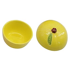 Angoily Ceramic Pot with Lid Cute Lemon Shape Noodle Bowl Steam Soup Bowls for Home Kitchen Egg Custard Medicinal Birds Nest Tonic