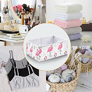 Pink Flamingo Cube Storage Bin Collapsible Storage Cubes Fabric Closet Organizer Bins Storage Basket Box for Clothes Room Home Shelves Office Toys Nursery Square 1 Pcak