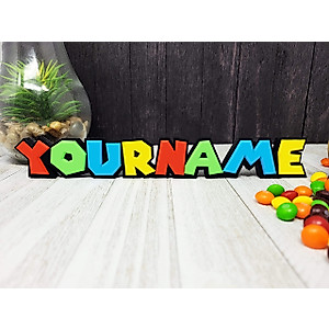 Custom Mario Inspired Nameplate, 3D Printed Font Name, Teacher Desk Plaque, Kid Themed Playground Sign, Baby Nursery Crib Letters, Personalized Kart Gamer Gift - Customizable (Mario v2)