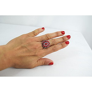 Skelapparel Bohemian Squash Blossom Howlite Stone Mini Ring (Red)