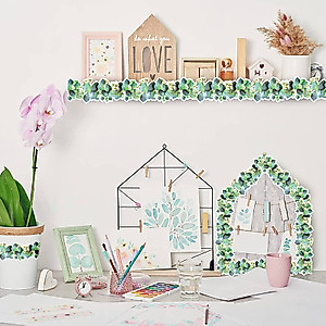 49ft Eucalyptus Die-Cut Border Trim Bulletin Board Classroom Border Trim Eucalyptus Themed Border Sticker for Photo Wall Bulletin Boards Desks Display Home and School Decorations Green