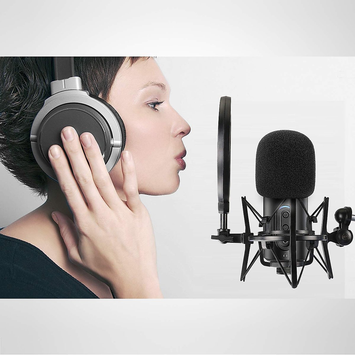 ATR2500X Shock Mount with Pop Filter and Foam Windscreen to Reduce Vibration Noise Matching Mic Boom Arm Stand for Audio-Technica ATR 2500X and ATR2500 USB Condenser Microphone by YOUSHARES