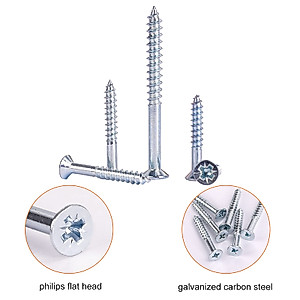 Hongway 230pcs Wood Screws Assortment Kit, Flat Head Wood Screws Set, Zinc Plated Steel, Self Tapping Screws, Drywall Screws Assortment, Assorted Wood Screws, Assorted Screws(7 Sizes)